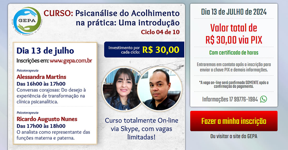 CICLO DE CURSOS GEPA 2023 - Presencial + On-line via Skype